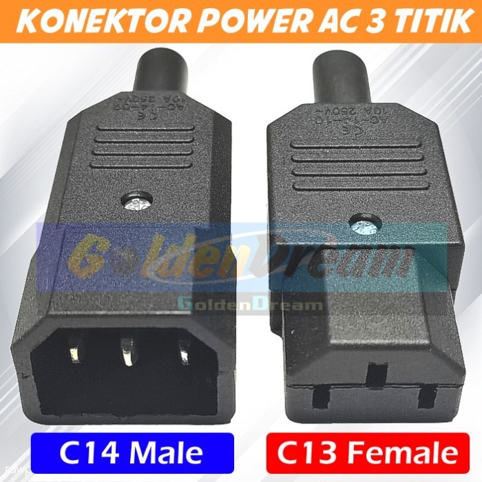 3 Point Power Socket Jack Computer Power Connector Ups Male Female Ac