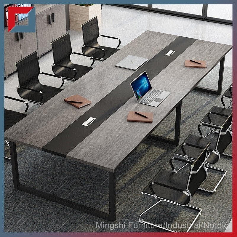 Conference table long table simple modern office desk and chair ...