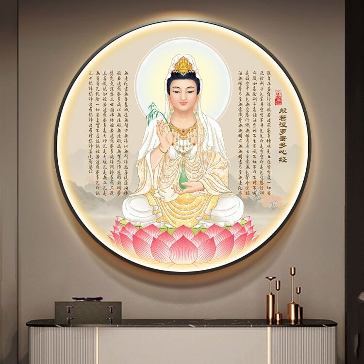Guanyin Bodhisattva Buddha Statue Hanging Painting Lotus Heart Sutra ...