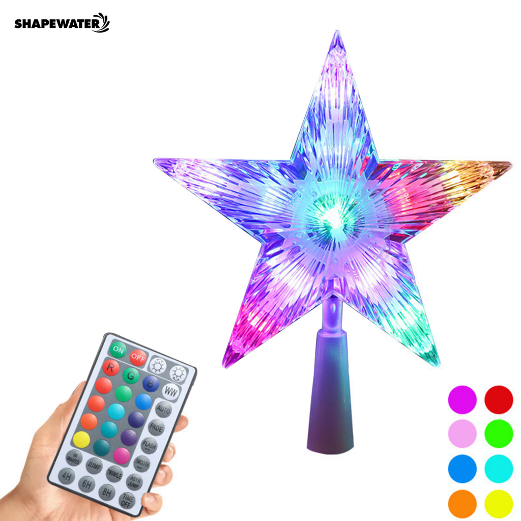 Shapxp Five-pointed Star Tree Topper Tree Topper Light Remote Control ...