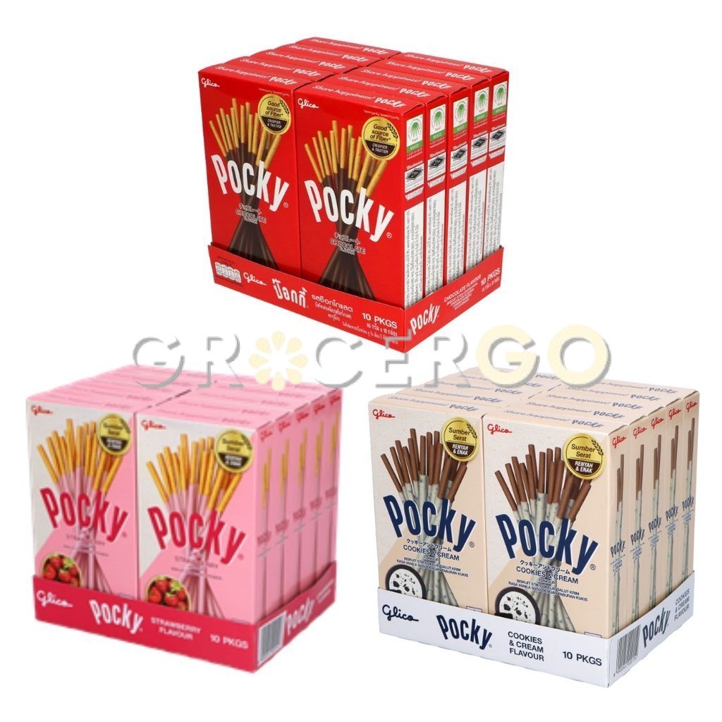 Glico Pocky Pack of 10 (Chocolate/Strawberry/Cookies & Cream) | Shopee ...