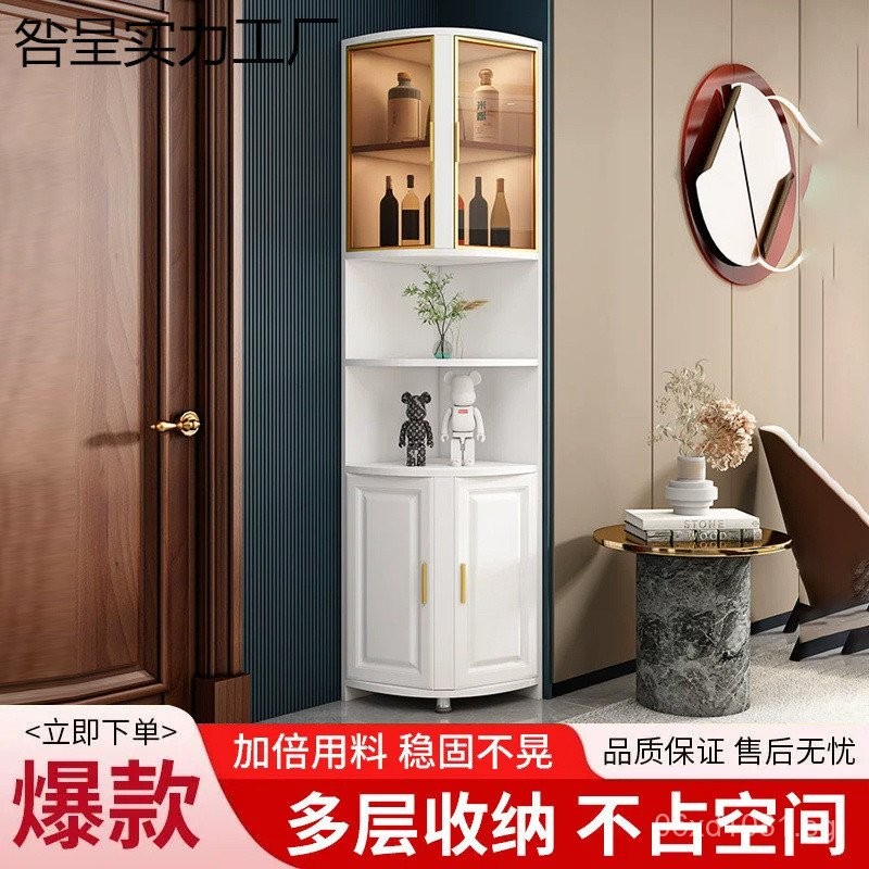 Right Angle Solid Wood Side Cabinet Bedroom Storage Rack Corner Storage ...