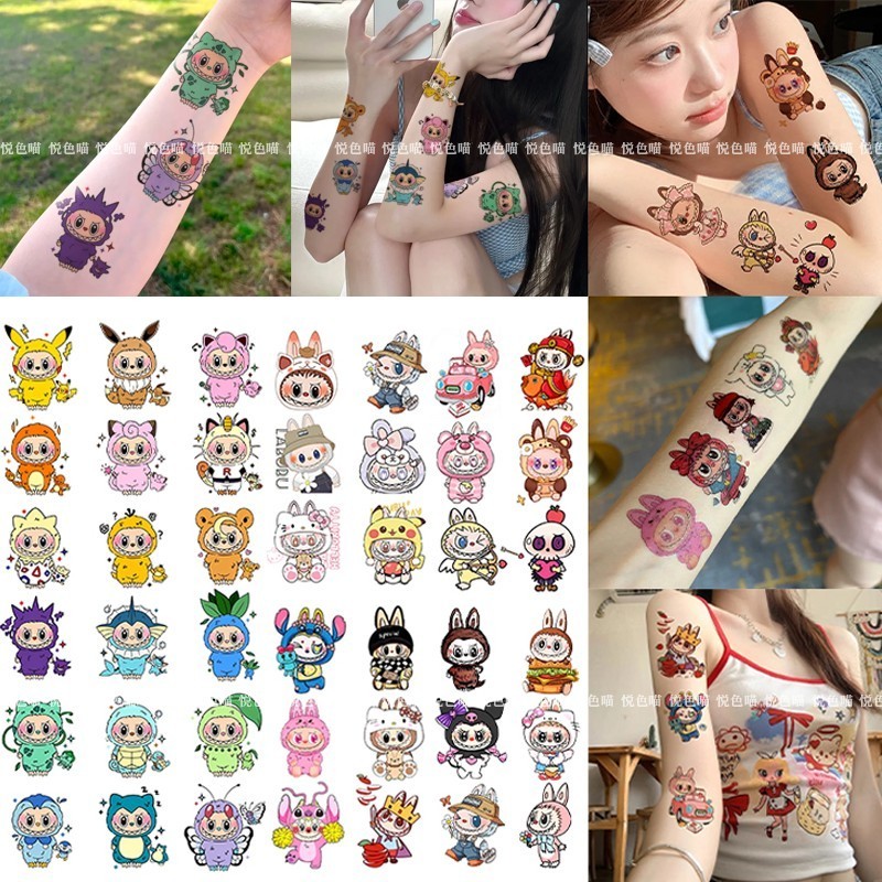 Hot-selling labubu Tattoo Stickers Cute Cartoon labubu Pokémon ...