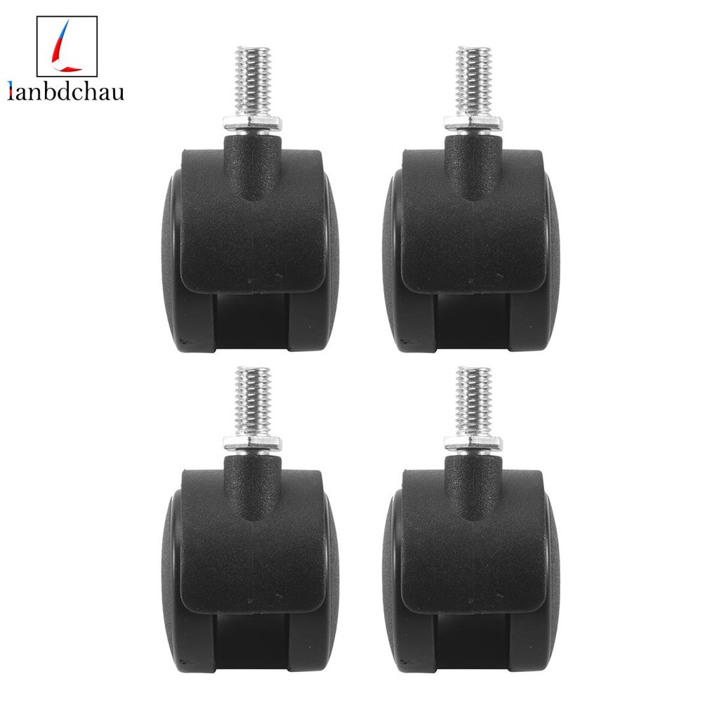 Plastic Swivel Caster 8mm Screw Stem 1.5-inch Dia Wheel 4 Pcs Black ...
