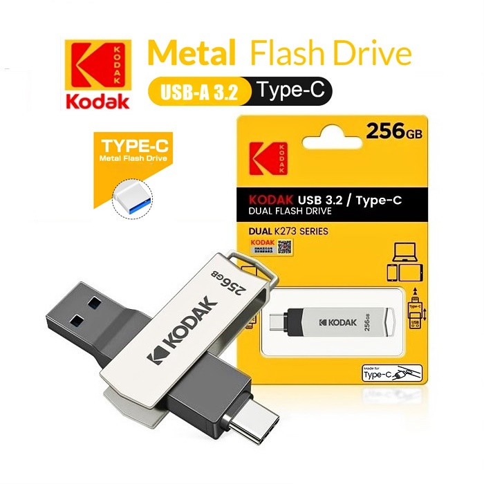 KODAK USB 3.2 Type A Type C 256GB Pen Drive For PC Andriod Smartphone ...