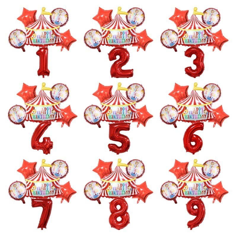 Clown Circus Carnival Birthday Balloons Set 32inch Foil Number Balloons ...