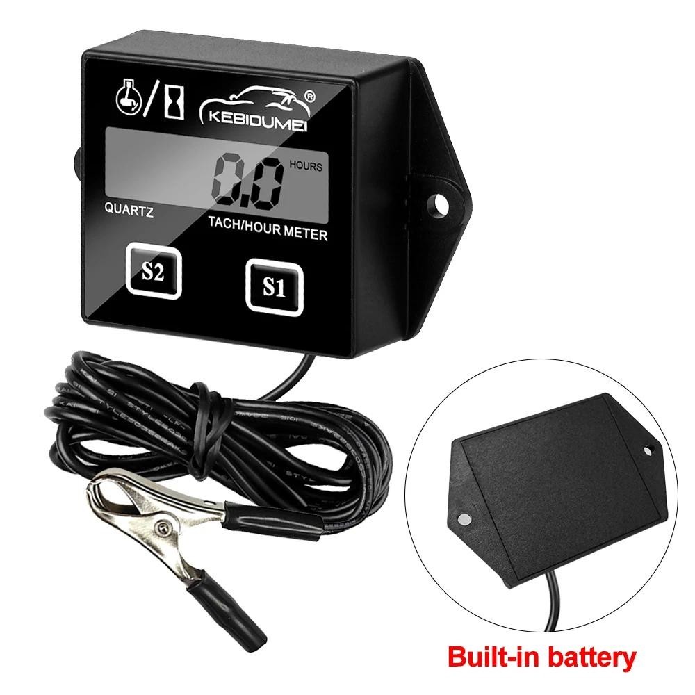 Kebidumei Digital Engine Tachometer Gauge Tach Hour Meter with clip Waterproof RPM LCD Display ...