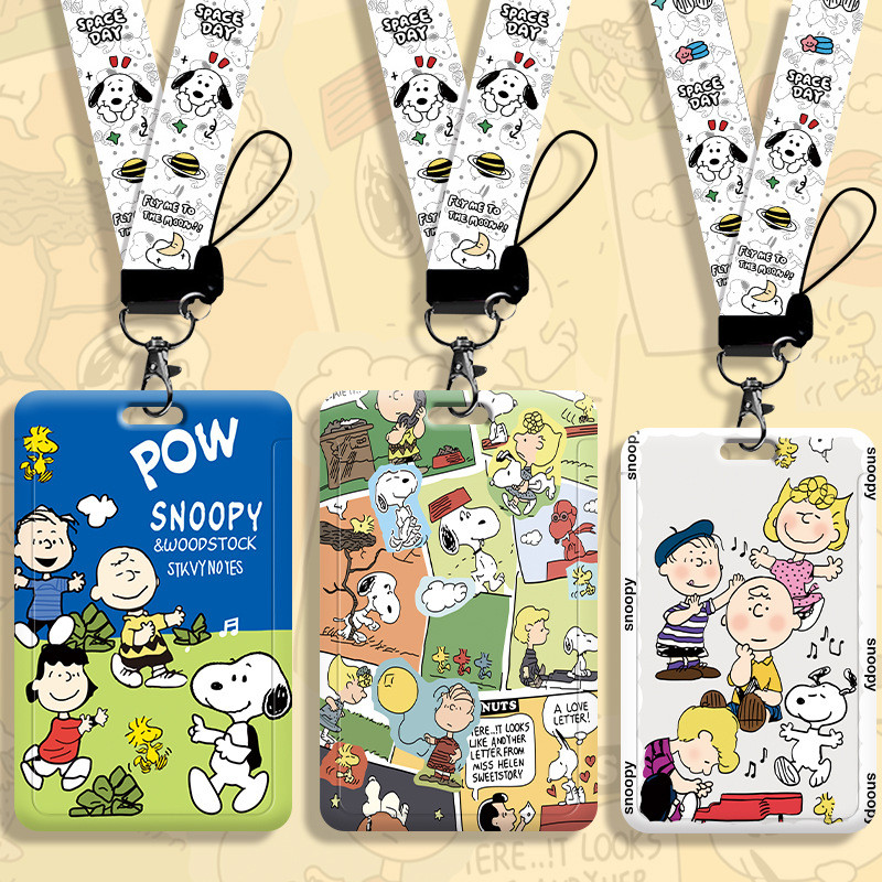 2024 New Style Cartoon Snoopy Slide Card Holder Halter Induction ...