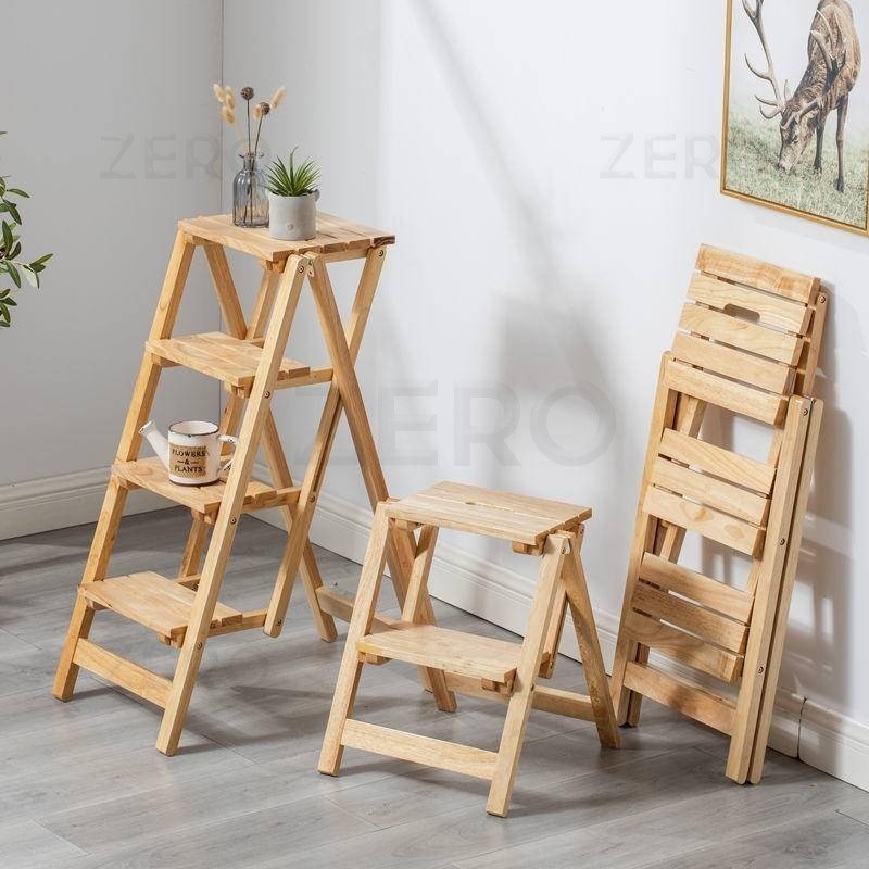 Folding stool, solid wood, indoor ladder, bar stool, kitchen ...
