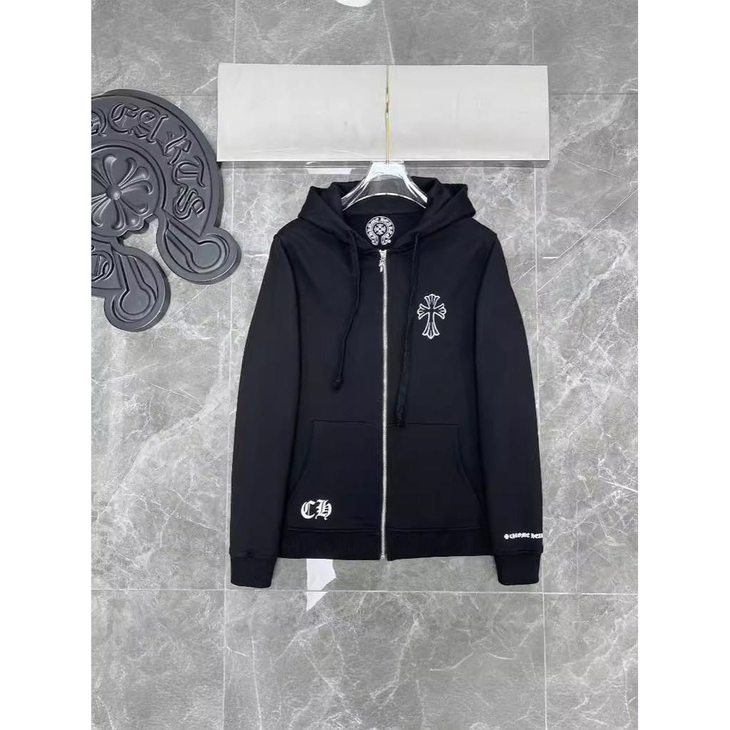 Chrome Hearts Overlapping Phantom Cross Zipper Hoodie Coat Couple ...