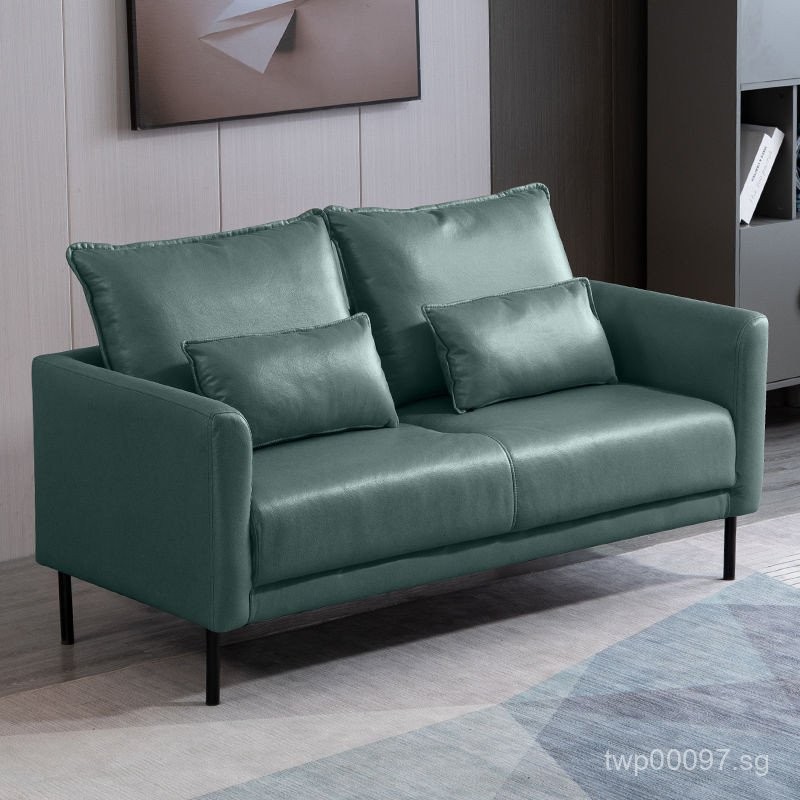 klCat Scratch Leather Sofa Small Apartment Living Room Simple Double ...