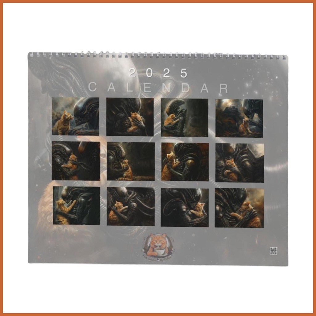 2025 Cat Calendar Horror Aliens Sci-Fi Calendar Alien Cat Calendar 2025 ...