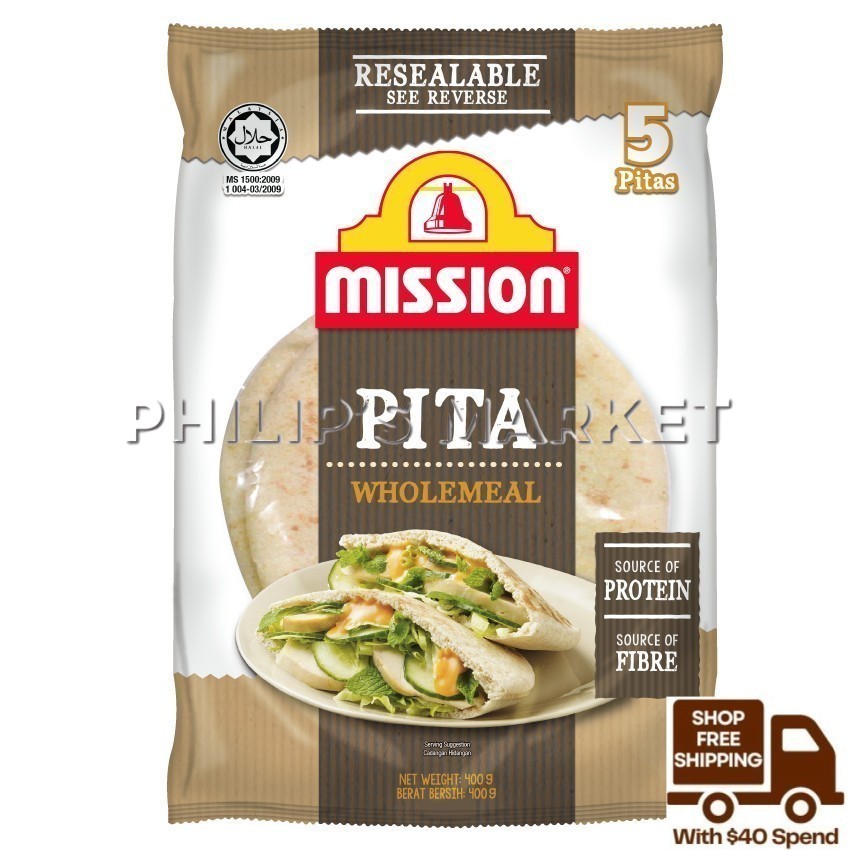 (Expiry 26 May 2025) Mission Pita Bread Wholemeal (5 Per Pack) 400g ...