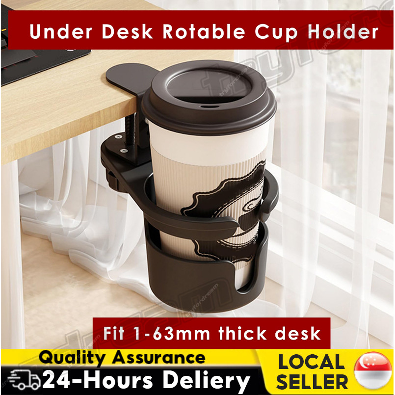 [Local]Desk Cup Holder,180° Rotating Cup Holder for Desk,Under Table ...