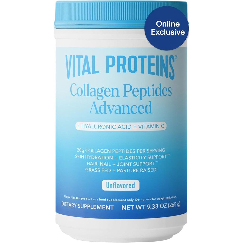 Vital Proteins Collagen Peptides Powder Advanced with Hyaluronic Acid & Vitamin C, Collagen ...
