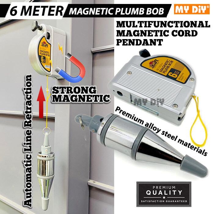 6M AUTO RECOIL MAGNETIC PLUMB BOB HIGH PRECISION VERTICAL BUILDING ...