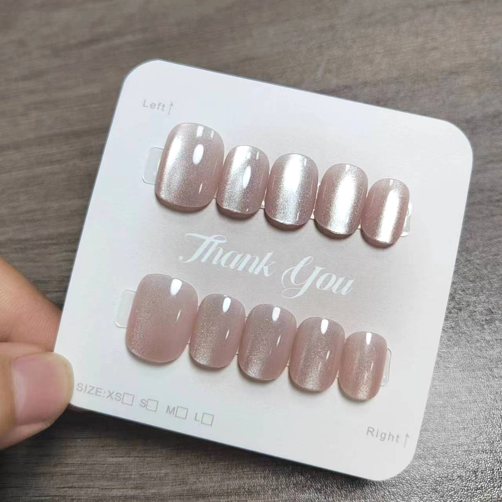 10PCS Cat Eye Handmade Press on Nails Fake Nails with Glue Sticker M059 ...