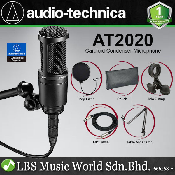 Audio Technica AT2020 Cardioid Medium Diaphragm Condenser Mic ...