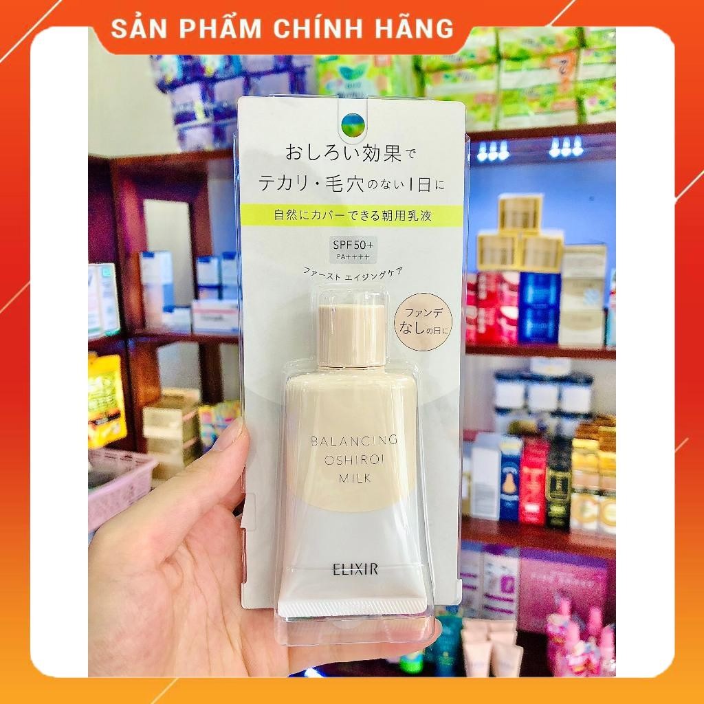 Elixir Balancing Oshiroi Milk Tone Lifting, Oil Control, Anti-Aging Sunscreen 35g | Shopee Singapore