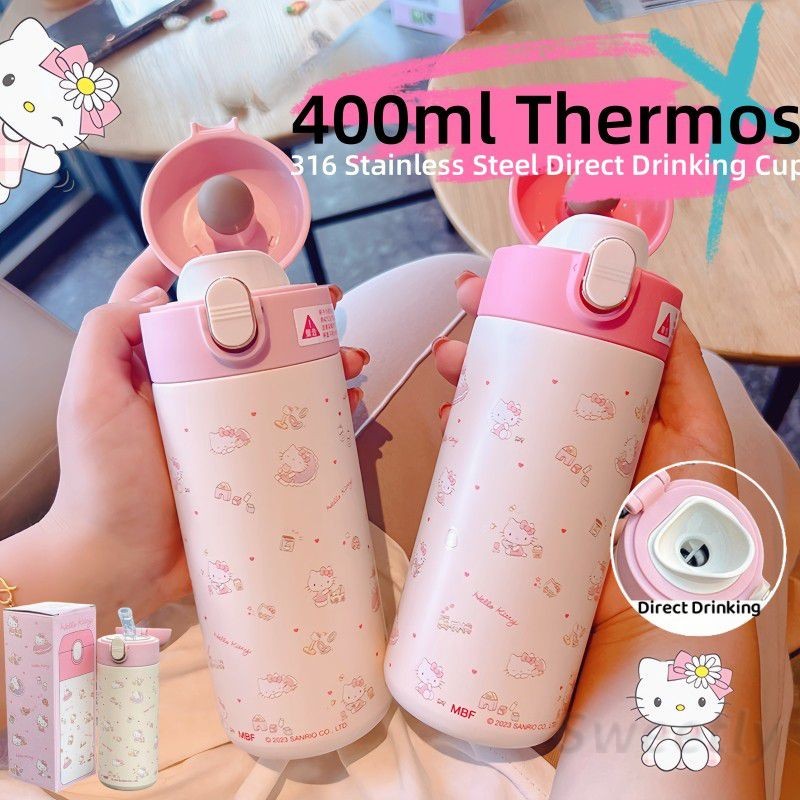 Sweetly 400ml Hello Kitty Thermos 316 Stainless Steel Water Bottle Beautiful Portable Large ...
