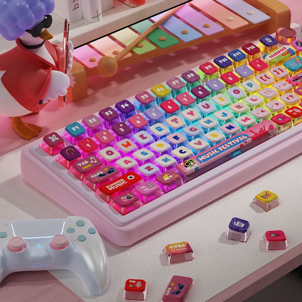 Call Atmosphere Pink Theme Four-Sided Translucent ASA Keycap Customized ...