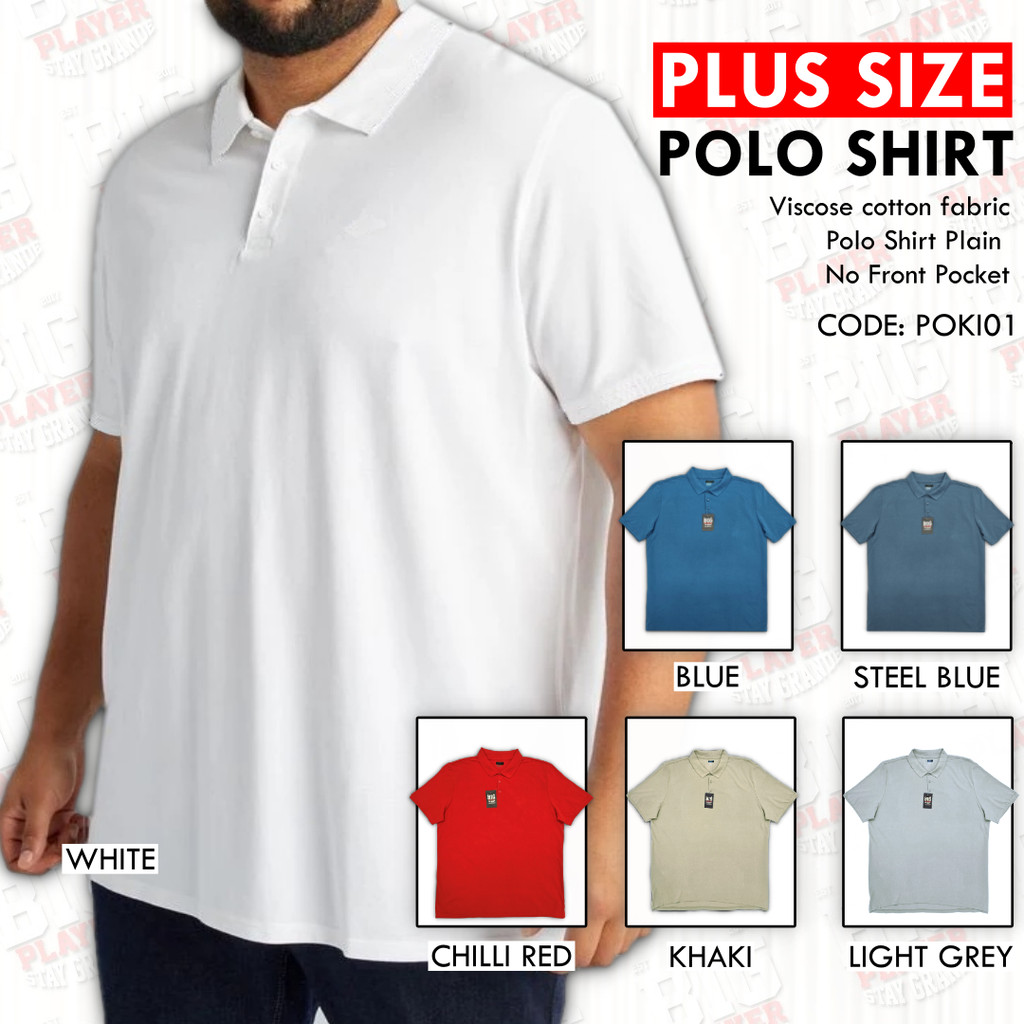 Plus Size Men's Polo T Shirt With 3 button Design Plain Light Color ...