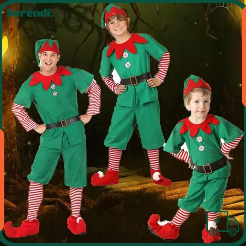 SERENDI Family Matching Outfits, Kid Adult 2024 Christmas Elf Costume ...