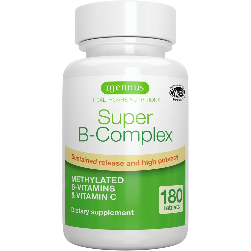 Igennus Super B-Complex Methylated B-Vitamins, MTHFR Supplement with ...