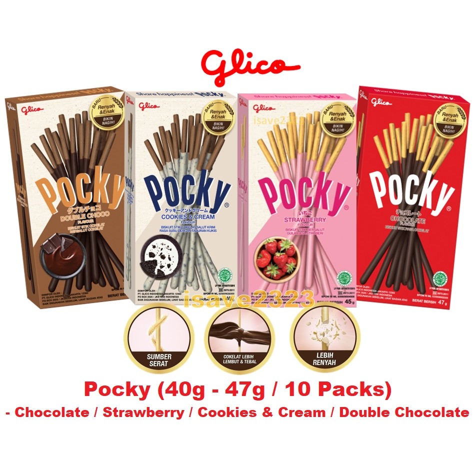 Glico Pocky Biscuit Stick (40g - 47g x 10 Boxes ) - 4 Flavours | Shopee Singapore