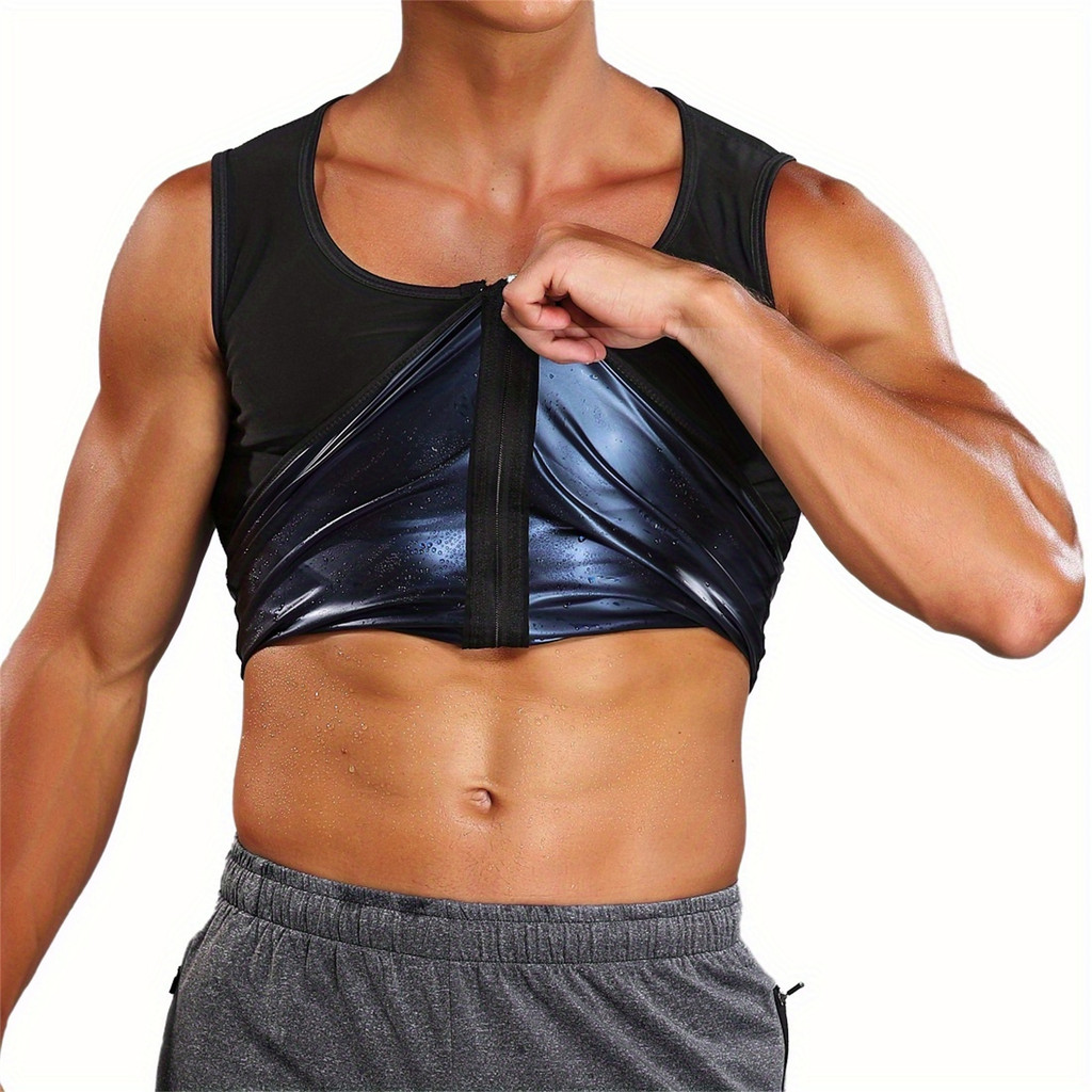 Sauna Sweat Suits Shirt Vest Waist Trainer for Men Compression Workout ...