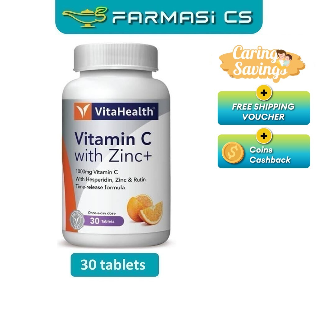 VitaHealth Vitamin C with Zinc + 30 tablets EXP:09/2027 [ 1000mg Vita ...