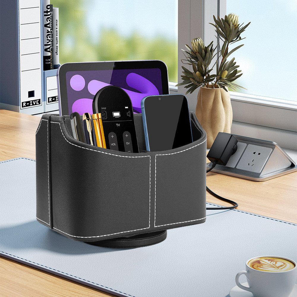 Rotate Leather Remote Control Holder TV Remote Holder For Table ...