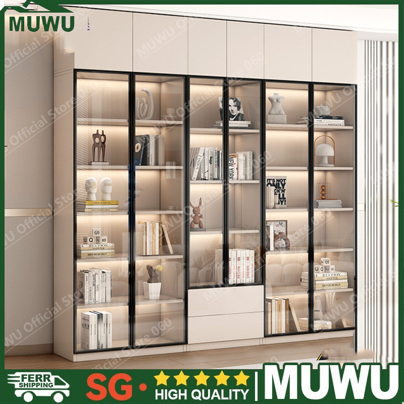 MUWU Display Cabinet Glass Door Combination Locker Living Room Floor ...