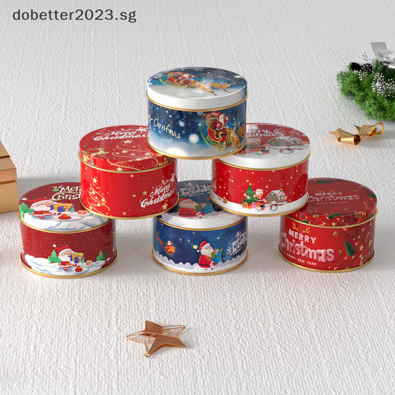 [DB] Christmas Old Man Candy Tins Decorative Round Tinplate Boxes Xmas ...