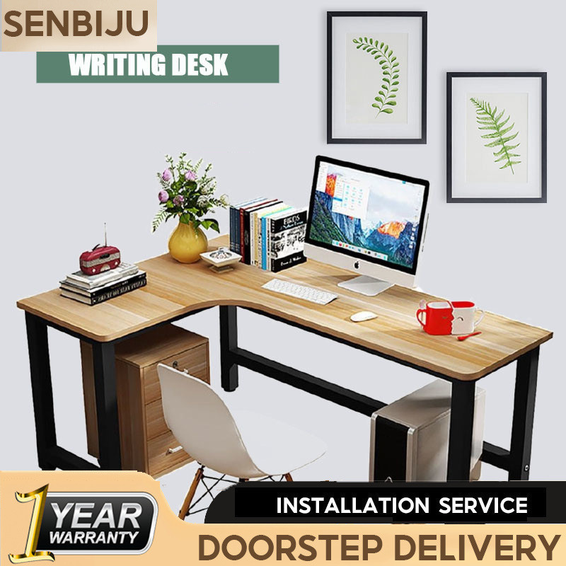 Computer table L-shaped corner table solid wood Student study table ...