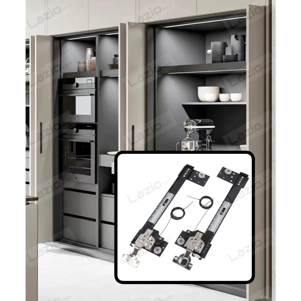Cabinet pocket door slide hardware system soft close hinge | Shopee ...