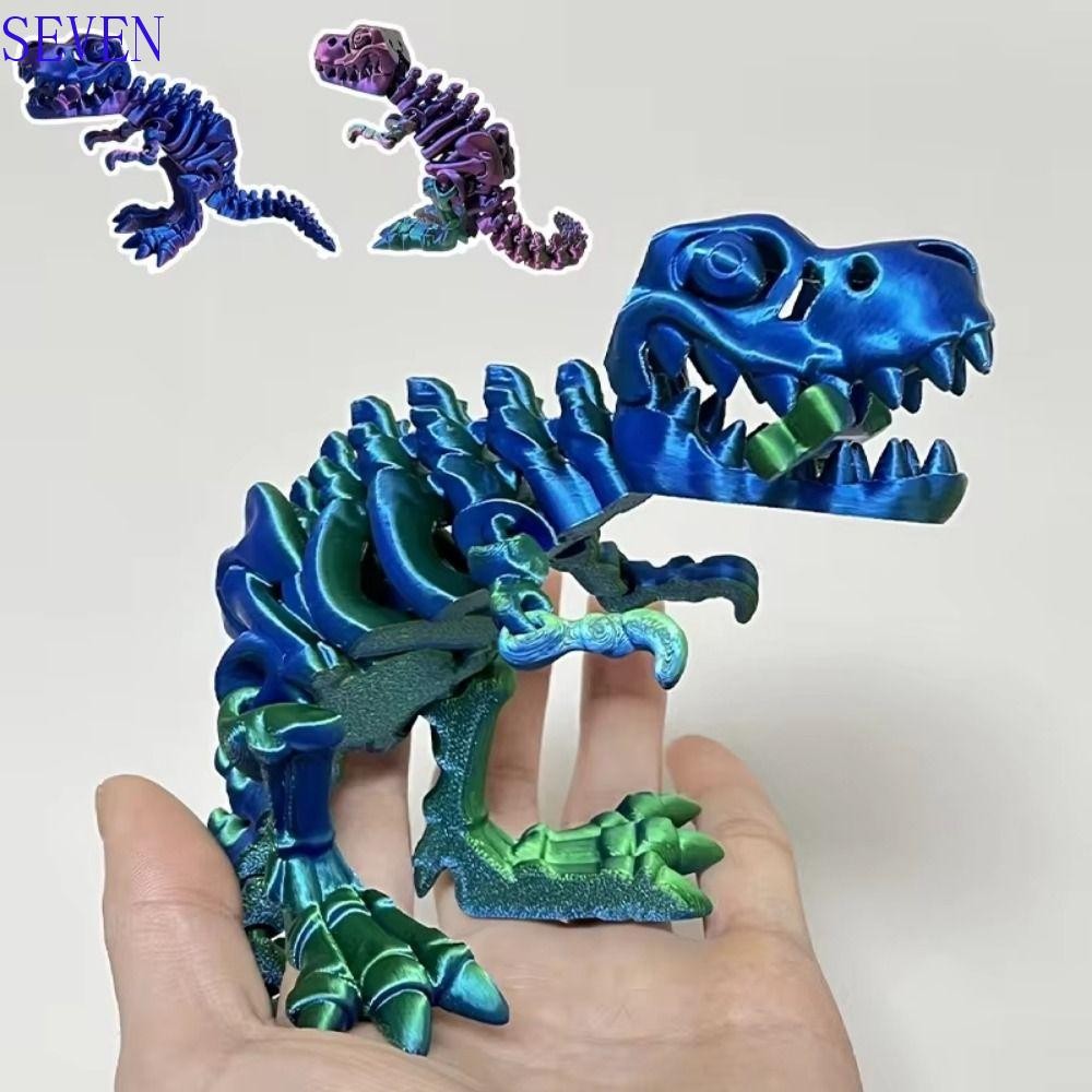 SEVEN 3D Printed Crystal Dinosaur, Poseable Joints Crystal 3D Printed ...