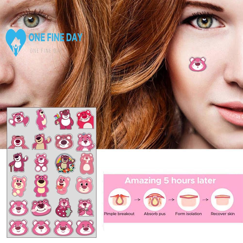 Strawberry Bear Acne Sticker Colored Pe Acne Sticker Cartoon Acne ...