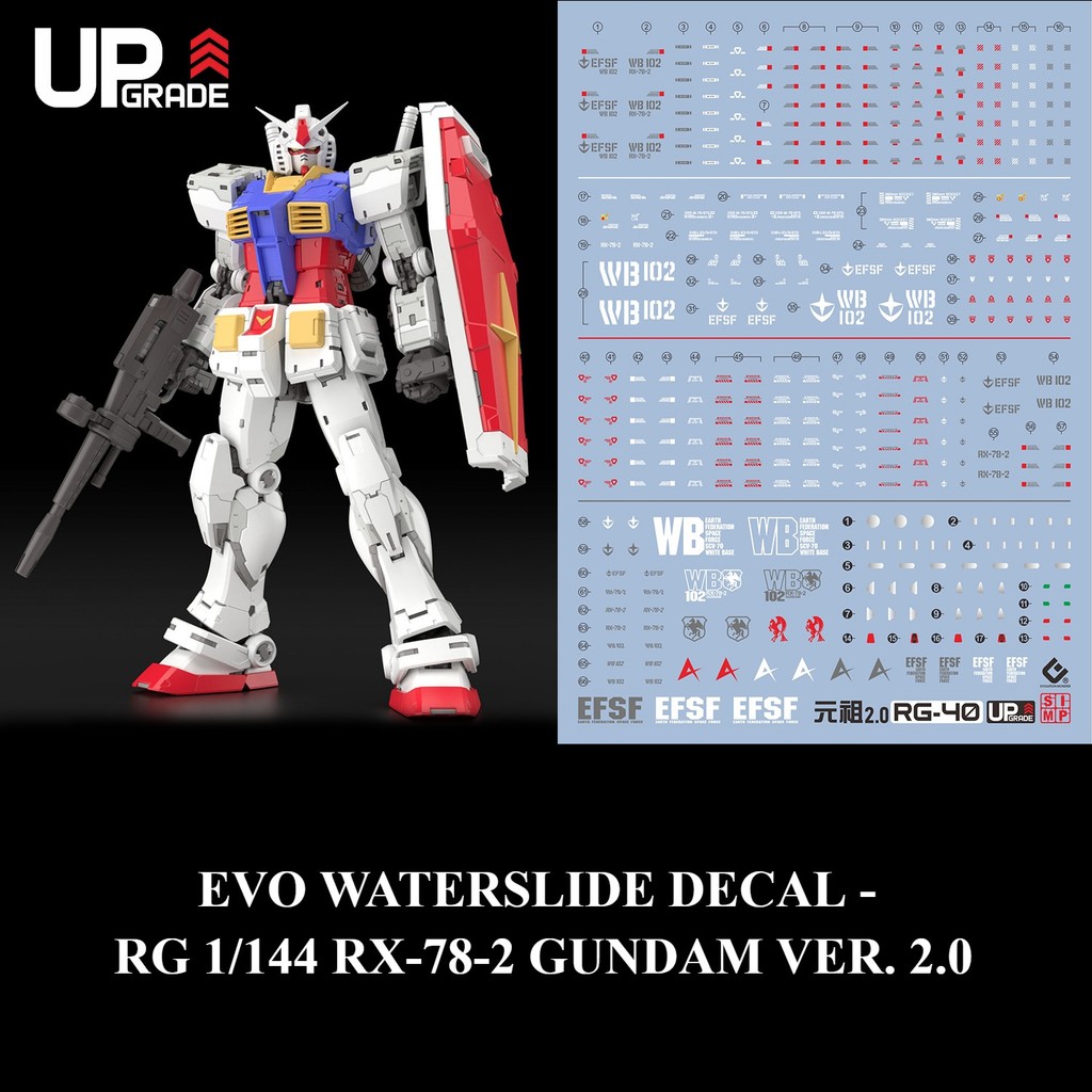 [EVO] Waterslide Decal - [RG40] RG 1/144 RX-78-2 GUNDAM VER. 2.0 (Fluorescent) | Shopee Singapore