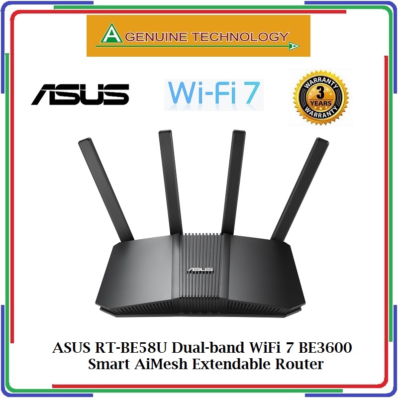 ASUS RT-BE58U Dual-band WiFi 7 BE3600 Smart AiMesh Extendable Router, 2 ...
