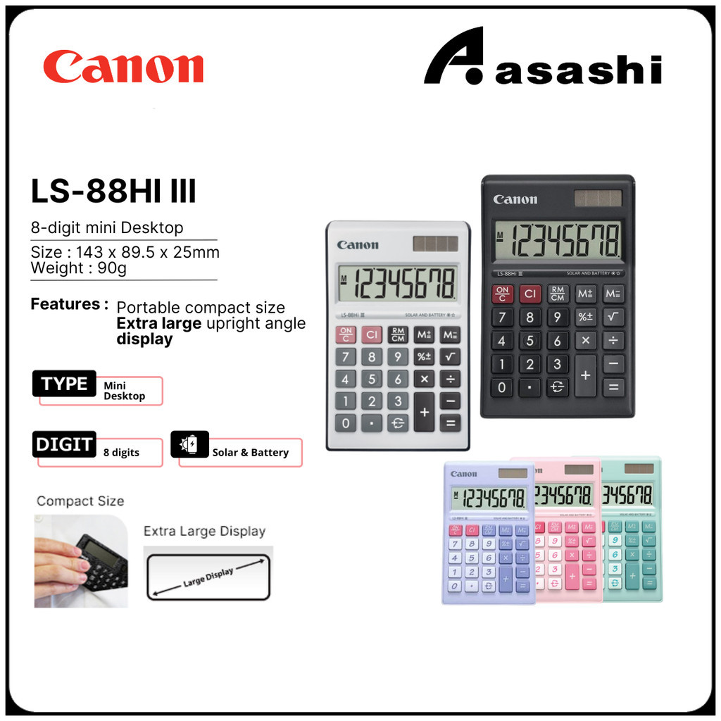 CANON LS-88Hi III DESKTOP (8 Digits) Calculator (1 year Warranty ...