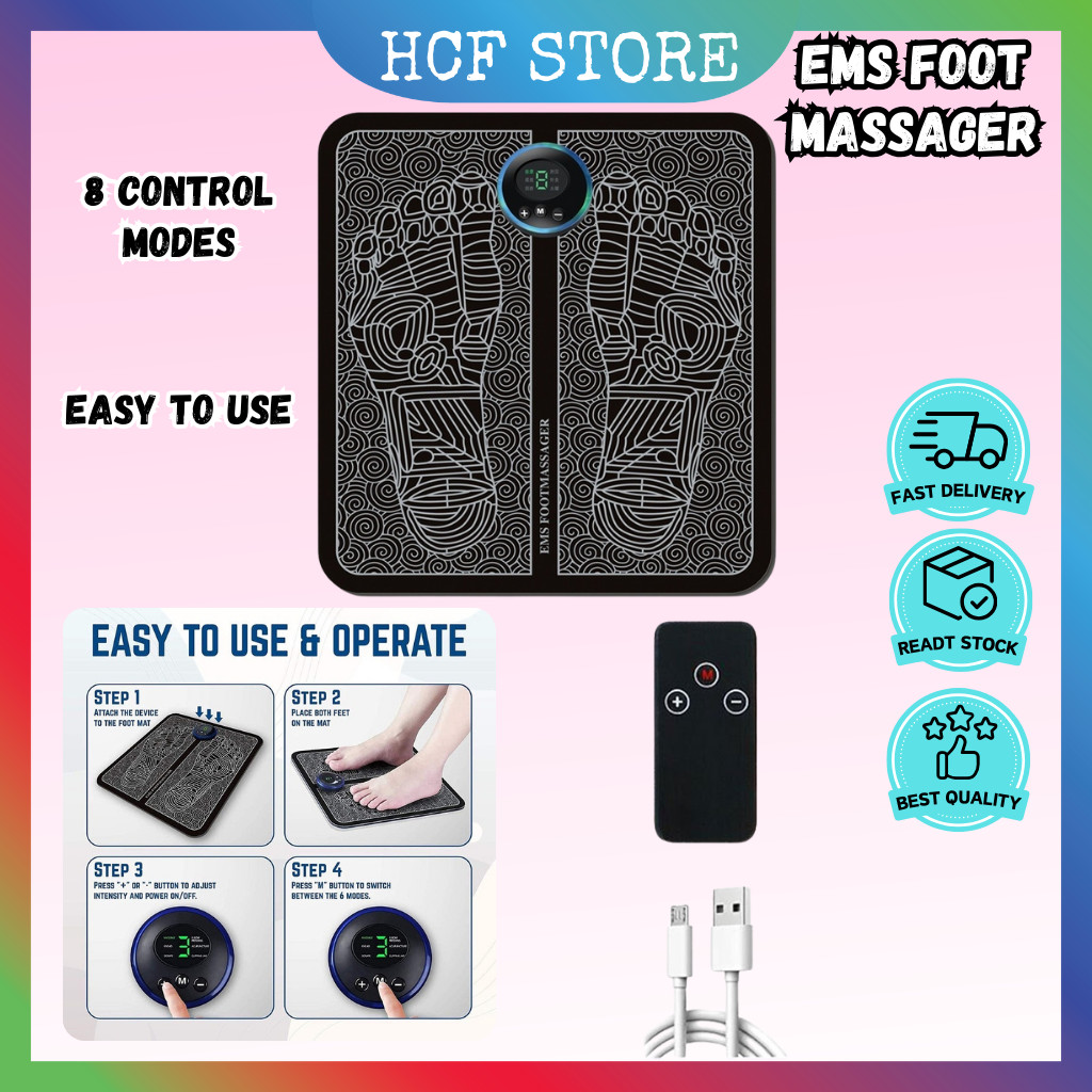 MESIN Rechargeable Ems Foot Massager Mat Foot Massage Mat Kerusi Foot ...