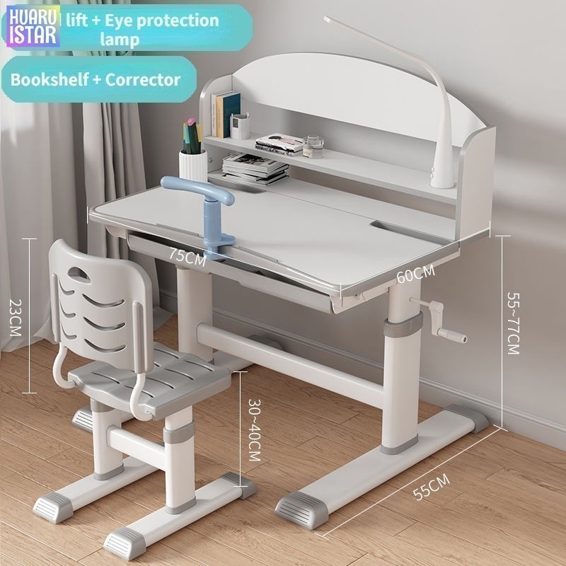 HUA Study Table Drawer Liftable Kids Study Table With Shelves Foldable ...