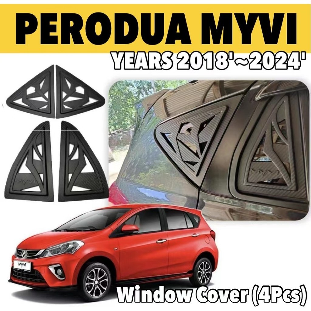 4Pcs Perodua Myvi ( Years 2018-2024 ) Window Cover 3D Carbon Fibre Door ...