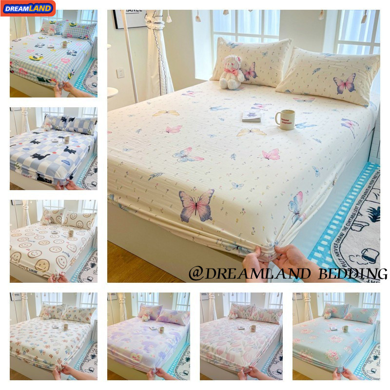 1 PC Washed Cotton Soft Fitted Sheet Butterfly Print Bedsheet Single ...