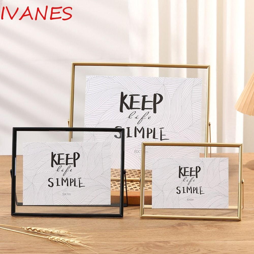 IVANES Tabletop Decorative Frame, Rust-proof Free Standing Metal Photo ...