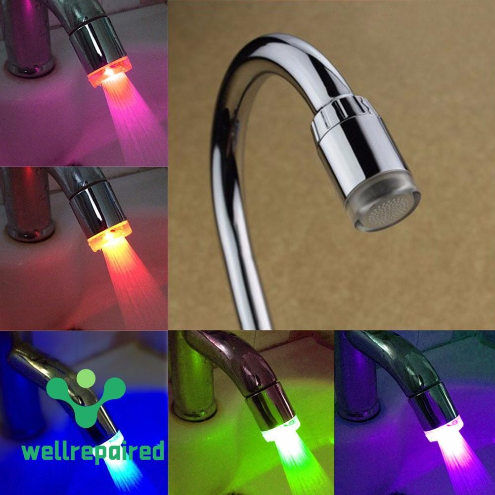 7 Led Color Faucet Light Discoloration Luminous Steel Water Tap Stain ...