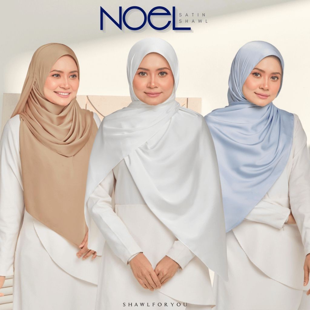 NOEL 2M SATIN SHAWL | LONG SHAWL SATIN PLAIN | WIDE L BIG SIZE 2M X 0 ...
