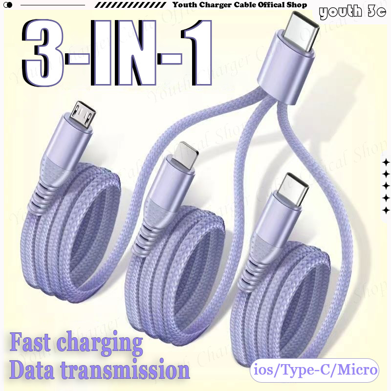 1 To 3 Fast Charging&Data transmission Cable USB A/C to ios/Type C ...