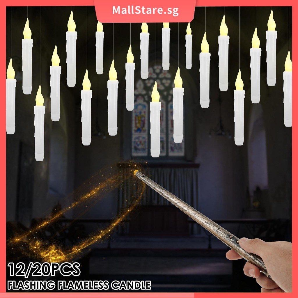 Halloween Decor Hanging Floating Candles with Wand Remote Flameless LED ...